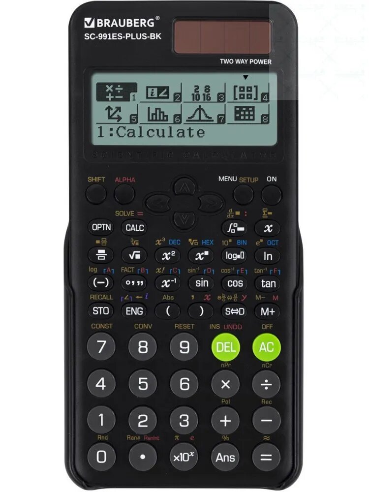 Инженерный калькулятор BRAUBERG SC-991ES-PLUS-BK для школы и офиса, непрограммируемый, с матричным дисплеем — фото 1