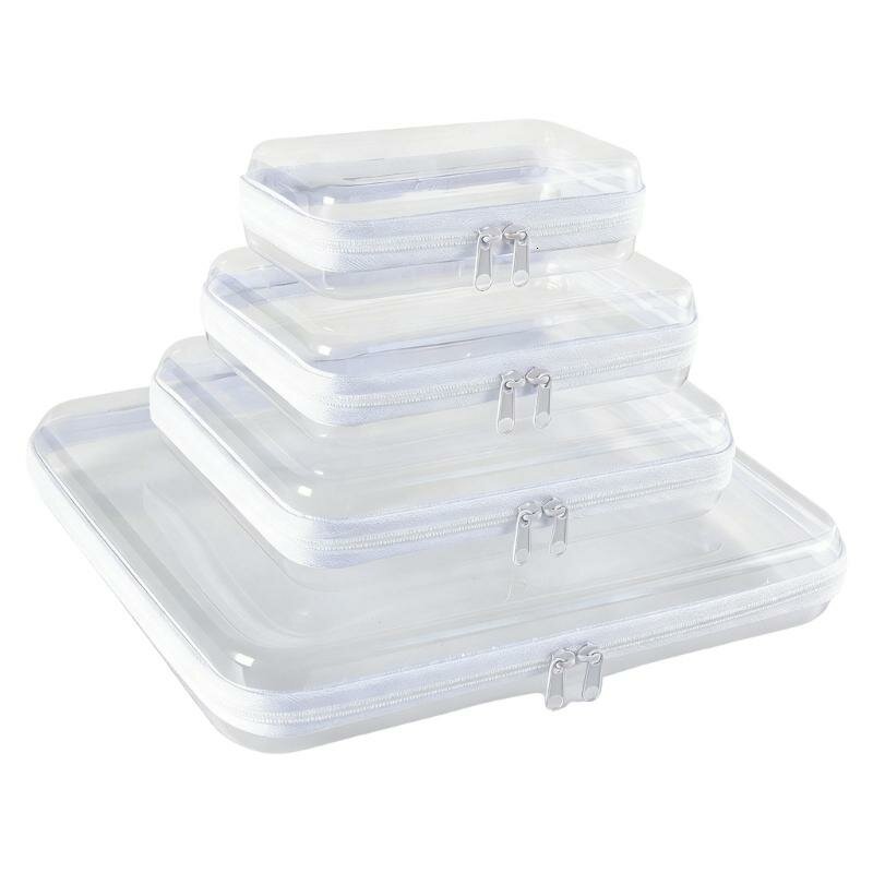 4 стекаемые прозрачные органайзеры, Белый