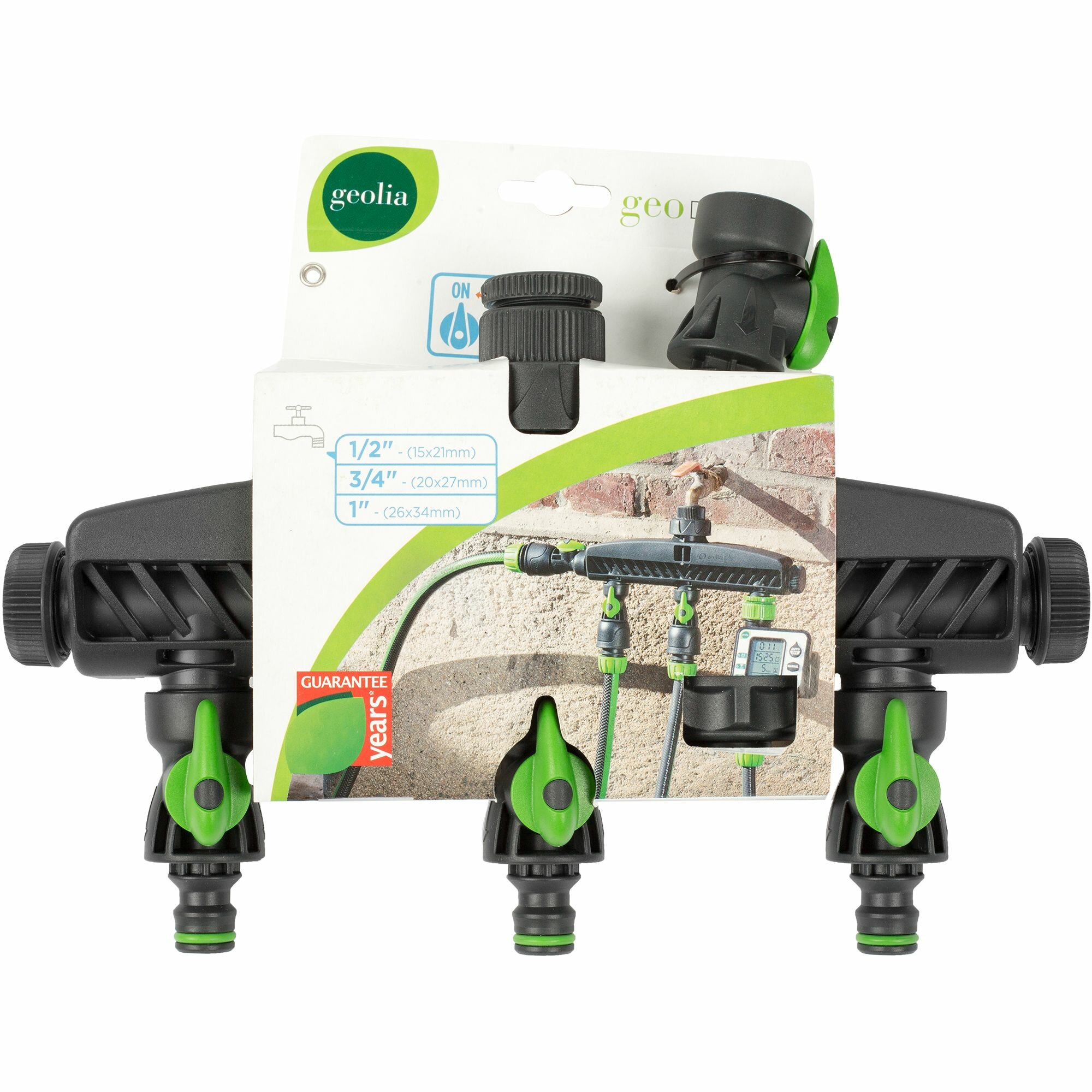 Разветвитель для шланга на 4 канала Geolia 1/2, 3/4 и 1 дюйм Италия