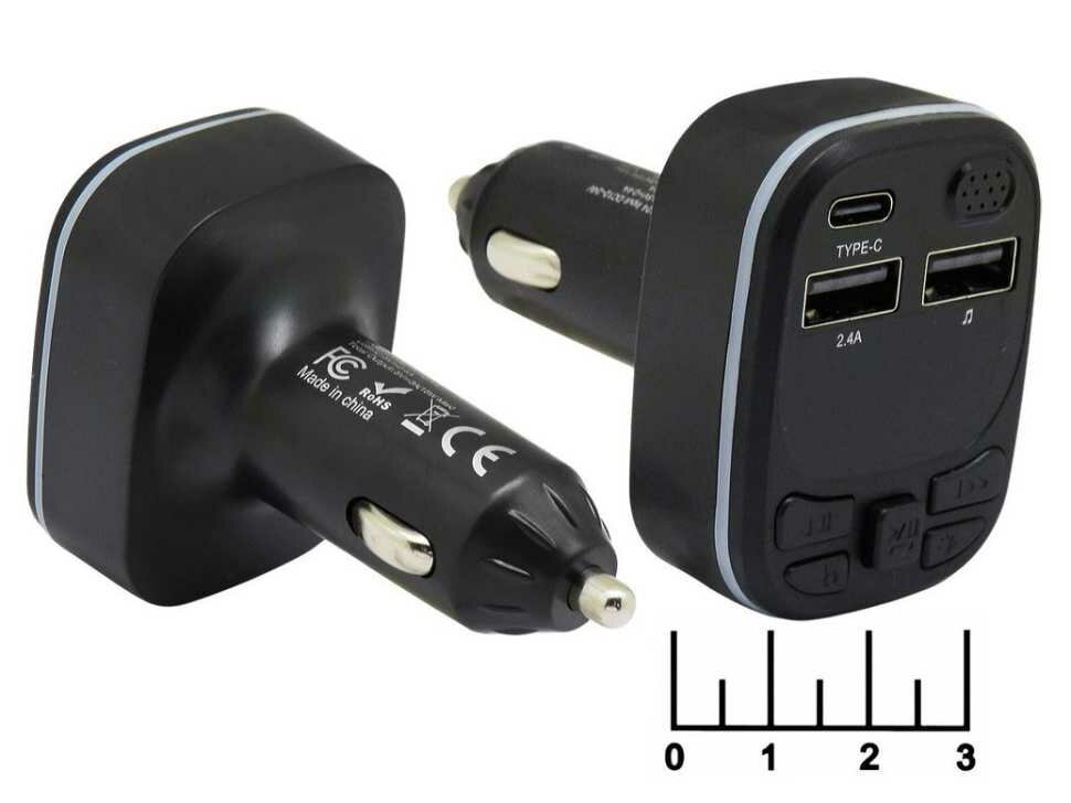 Модулятор MP3/FM/micro SD/2USB/Type C FaizFull FS24 + bluetooth 5V 2.4A