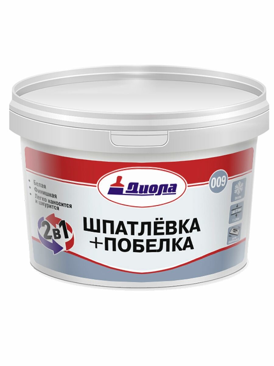 Шпатлевка акриловая Диола побелка, 2 в 1, вес 1.5 кг, белый цвет (Д-009)
