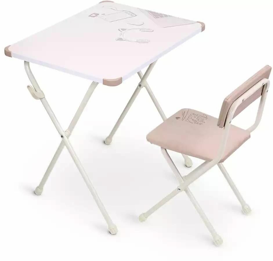 Комплект детской мебели Nika Скетч для девочки, стол высота 580 мм, длина 600 мм, ширина 450 мм, стул 290х260х610 мм, пластик