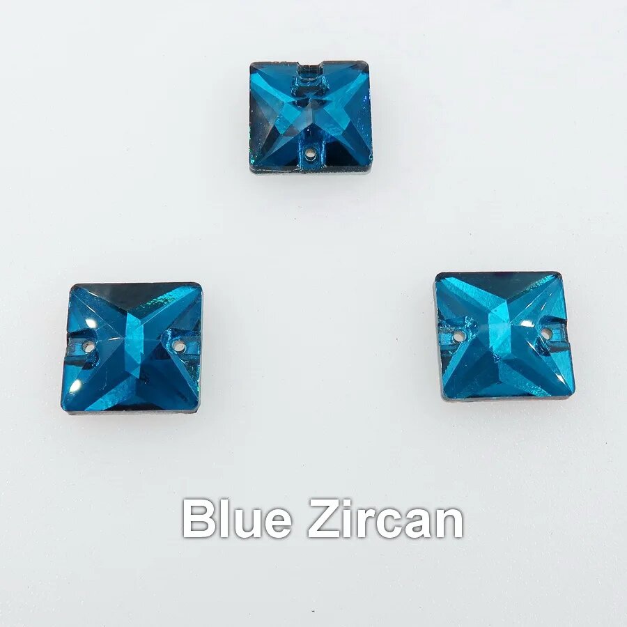 Стеклянные кристаллы SNCRYSTAL квадратной формы для декора Синий, 8x8mm 50pcs, A6 Blue Zircan