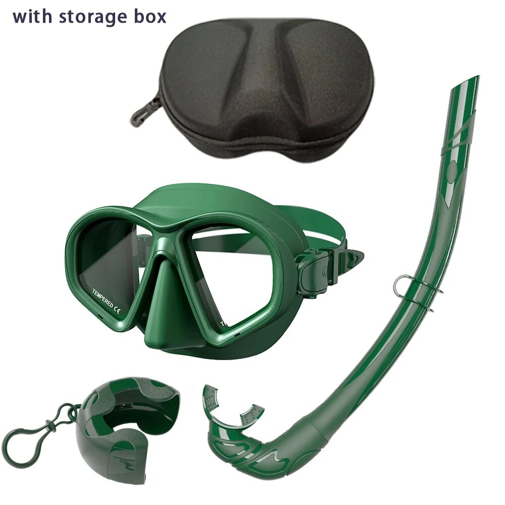 Профессиональная маска для подводного плавания Diving Mask Set A SET GREEN
