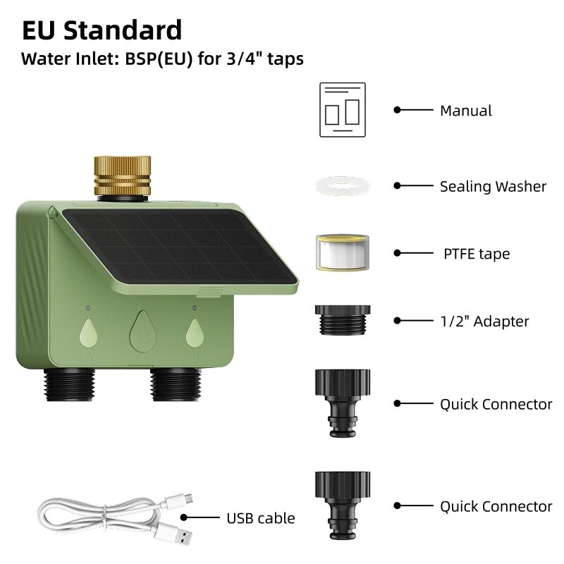 EZAIOT Солнечный умный таймер полива WiFi Garden Water Timers
