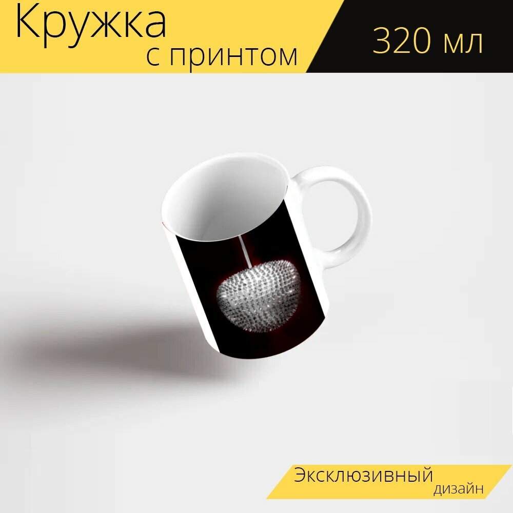 Кружка с рисунком, принтом "Стеклянный шар, серебро, рождественские украшения" 320 мл.