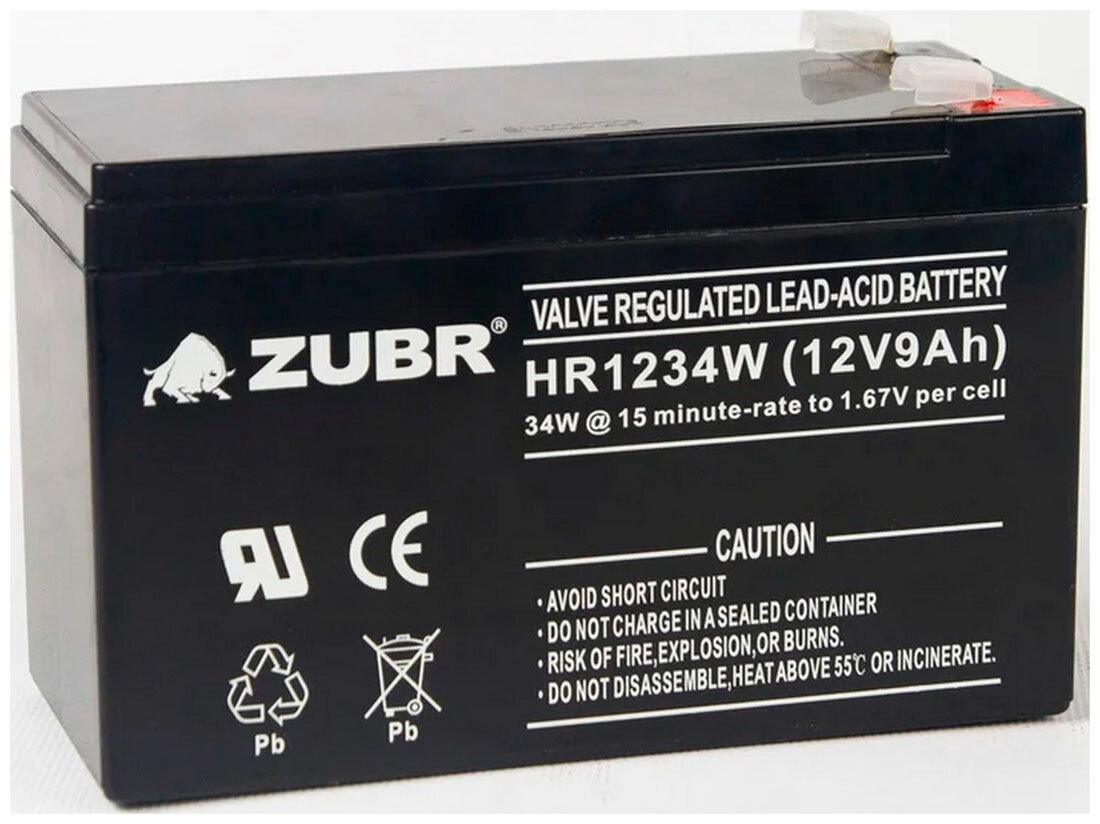 Аккумуляторная батарея Зубр HR 12-34W 12V9Ah