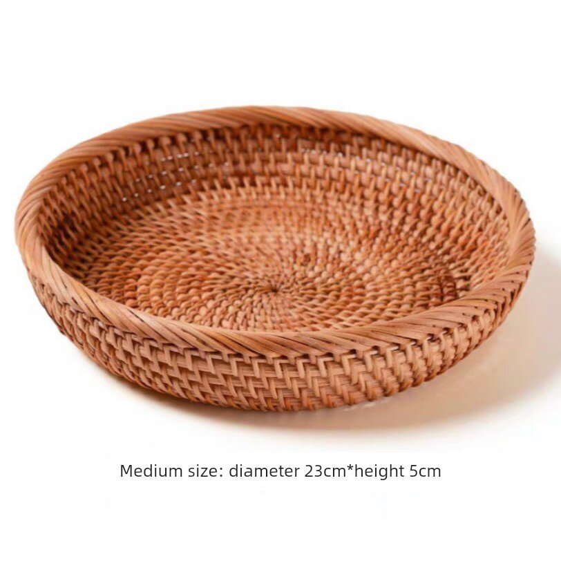 Ручная плетеная подставка из ротанга, средняя ширина для закусок, пирожных и десертов