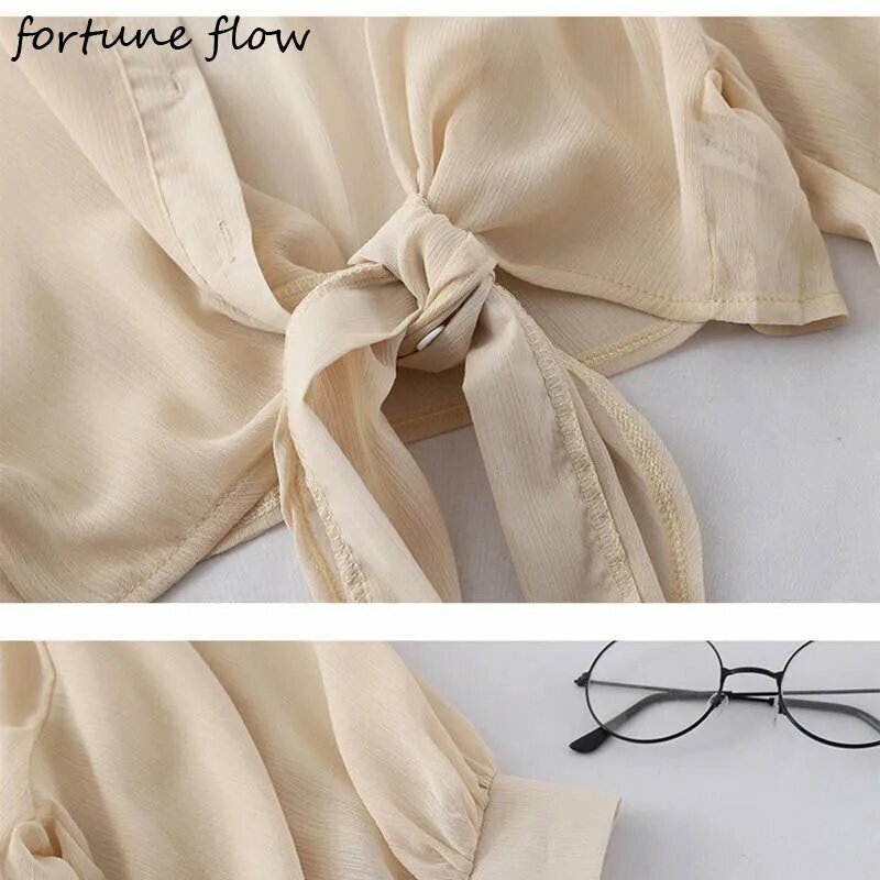 Блуза Летние блузки с завязкой, размер 26RU, белый — фото 1
