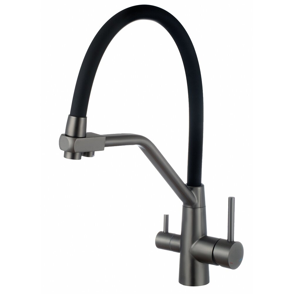 Смеситель для кухни с подключением фильтра ESKO Kitchen K25GMB, оружейная сталь