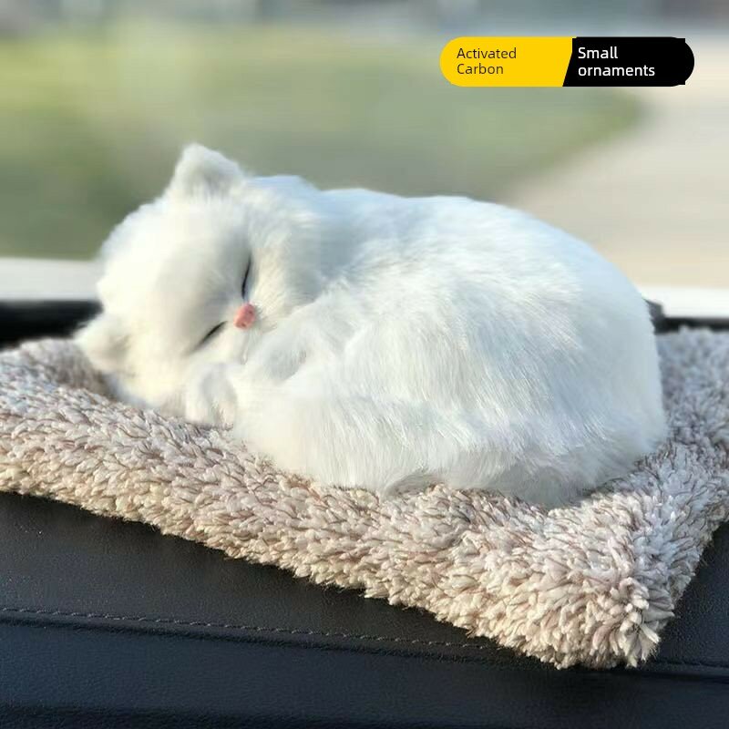 Большая подделка кошки с активированным углем для авто, 200 г угля в комплекте, очистка воздуха, белый цвет
