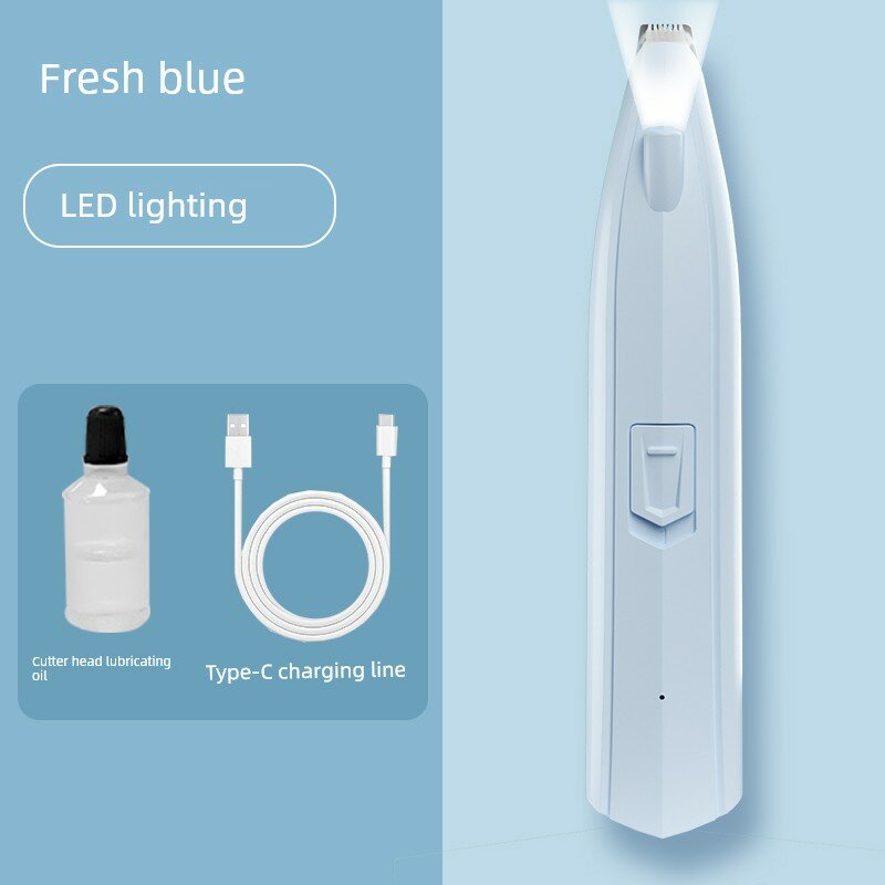 LED-заряжаемый триммер для стрижки кошек и собак, свежий синий цвет, беспроводной