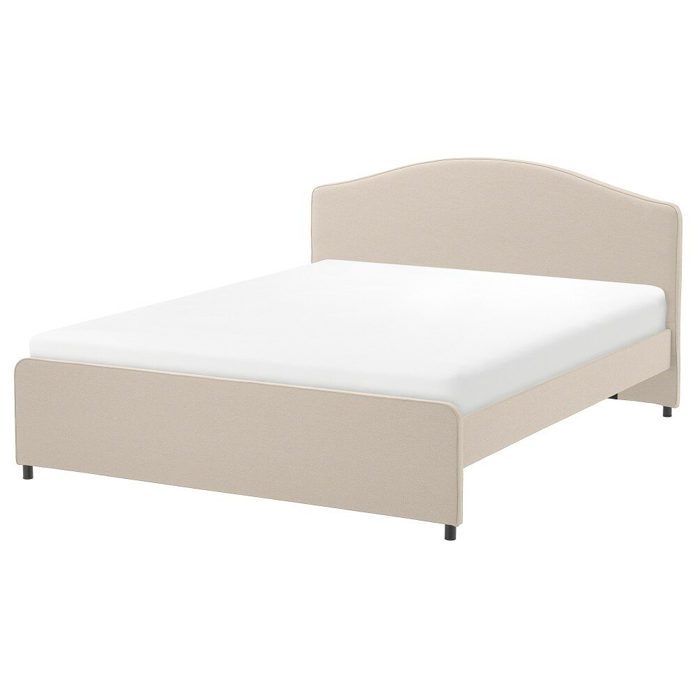Каркас кровати с обивкой, лофаллет бежевый 160×200 СМ IKEA HAUGA хауга 605.063.32