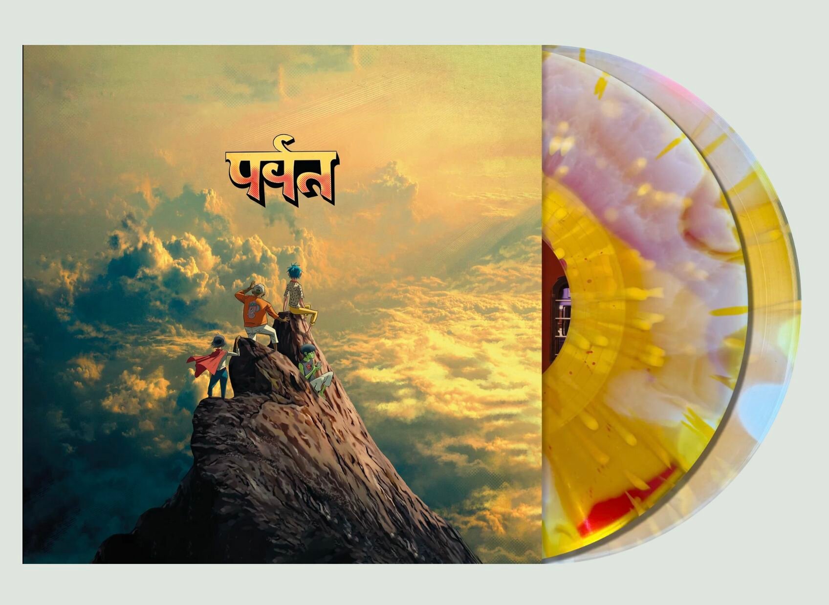 Жидкость Внутри Винила, Gorillaz - The Mountain (Yellow-White Splatter with Red Liquid Filled USA Limited) Цвет: Красная Жидкость с Желто-Белыми Брызгами, Ультра-Редкая Виниловая Пластинка от Гориллаз