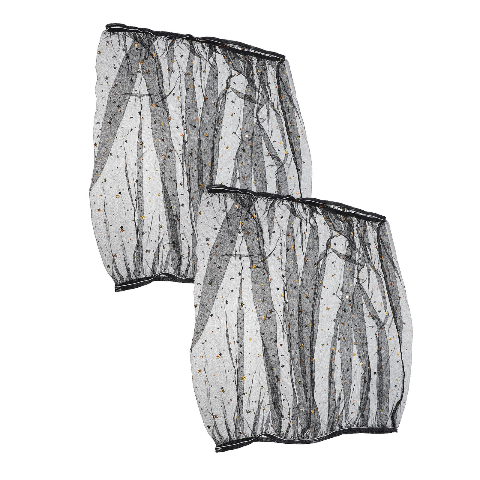 Универсальная нейлоновая сетчатая накидка для клетки попугаев, защитная сетка, пылезащитная сетка, 2 шт. (черная, со звездами и луной, размер XL, окружность (150-210), высота 35 см)