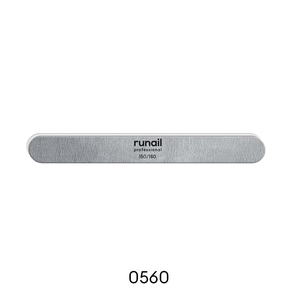 Набор, ruNail, Пилка для искусственных ногтей закругленная, серая, 150/180, 10 шт.
