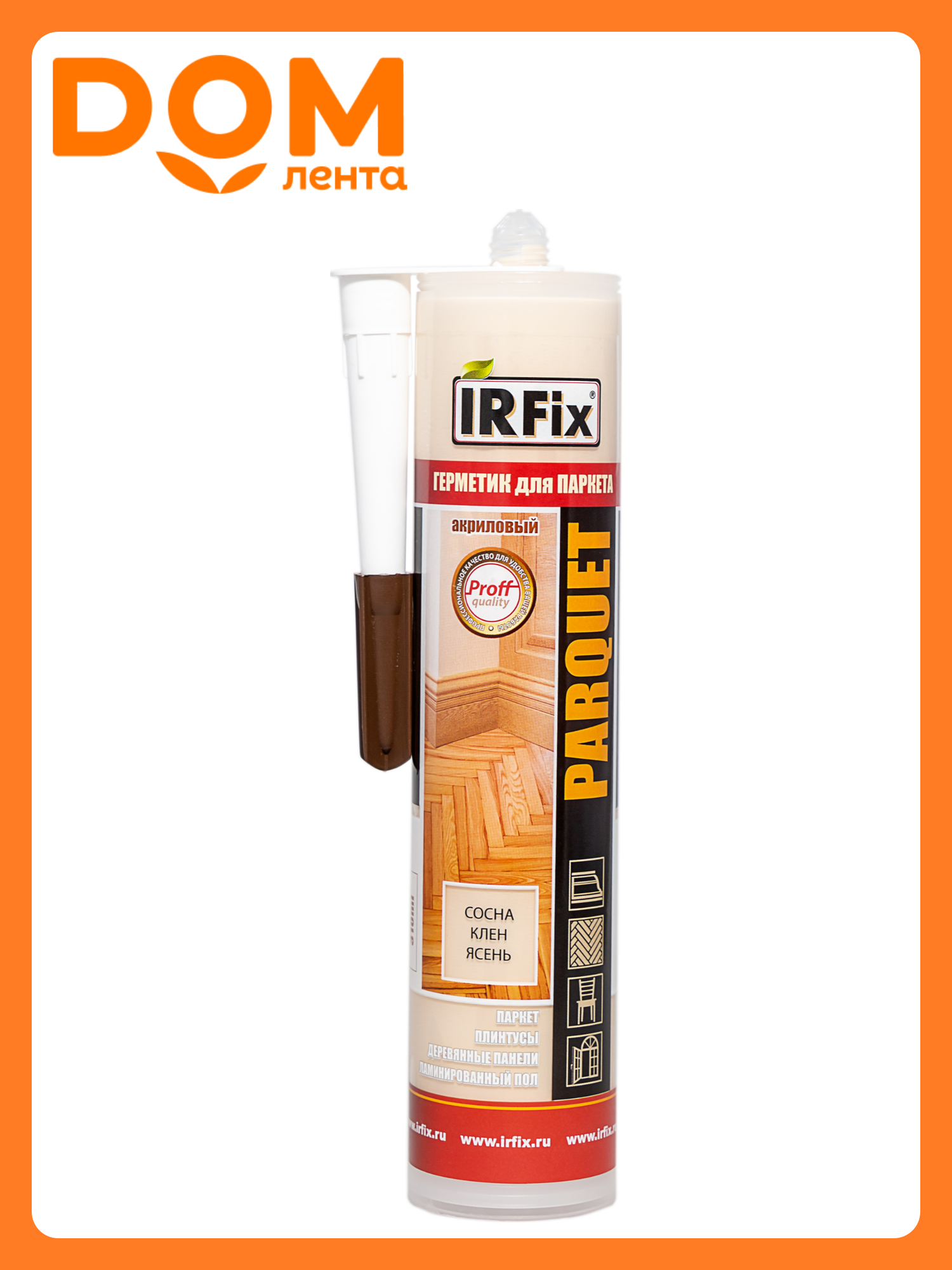 Акриловый герметик IRFIX PARQUET, для паркета, 310мл, влагостойкий, "Сосна", в картридже