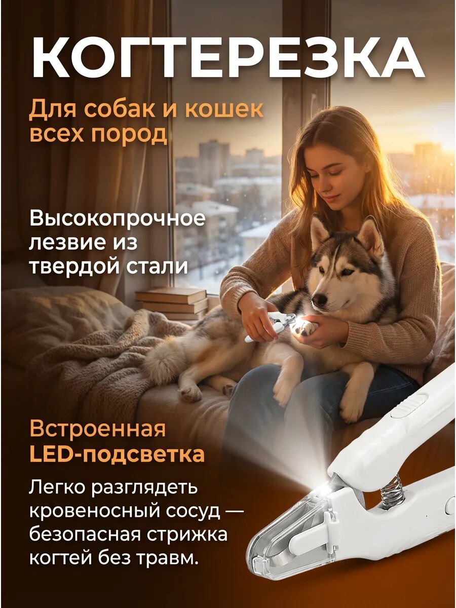 Ножницы для собак для ногтей с подсветкой