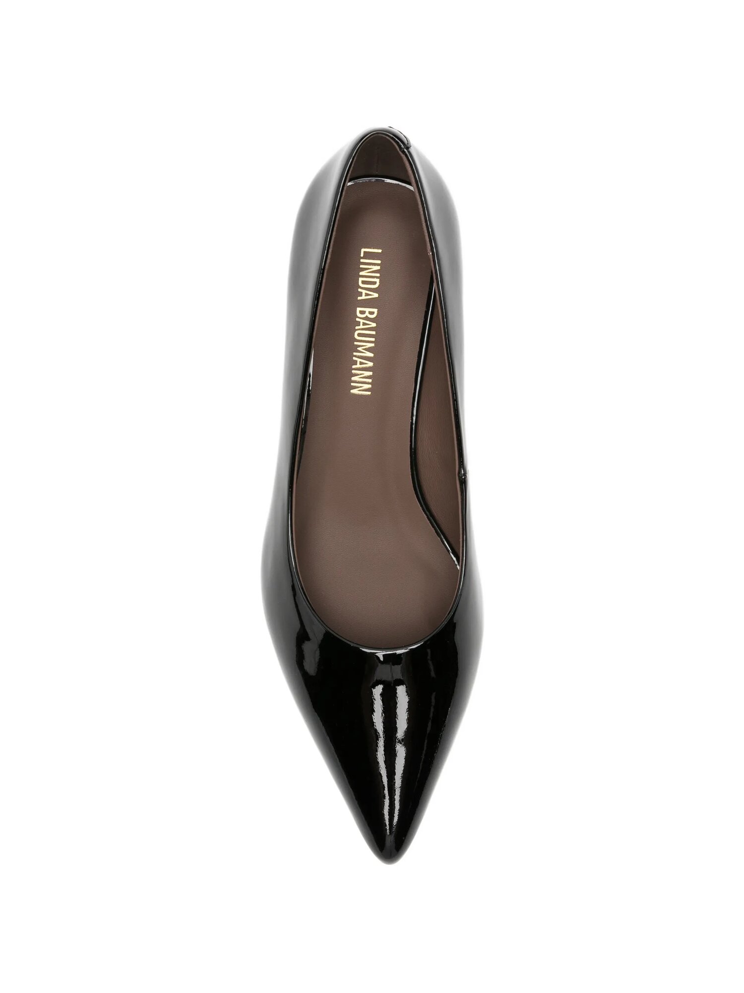 Туфли LINDA BAUMANN Patent-finish pointed-toe pumps, размер 39, black/black — фото 1