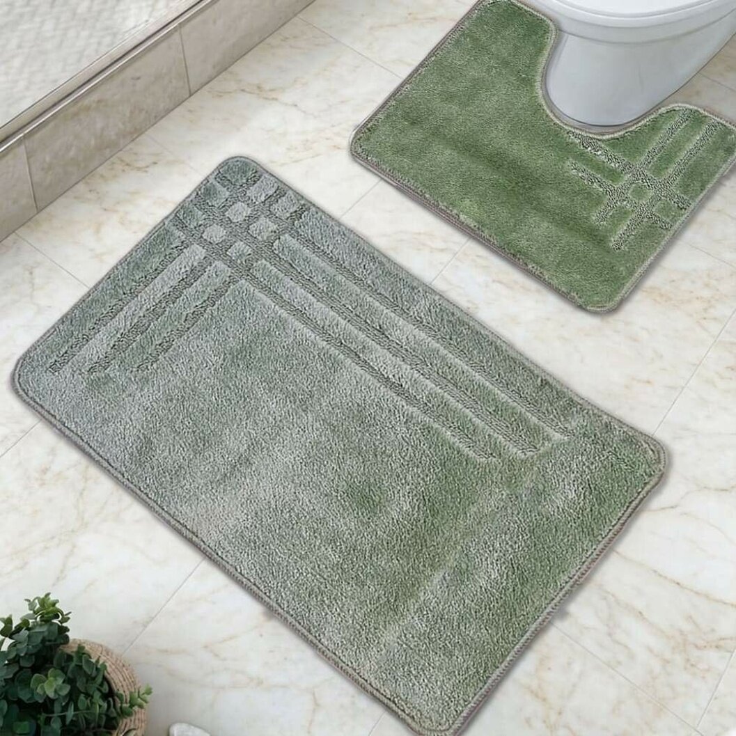 Комплект ковриков для ванной dktx Comfort Linea, 2шт, 50х80/50х40см, светло-зеленый