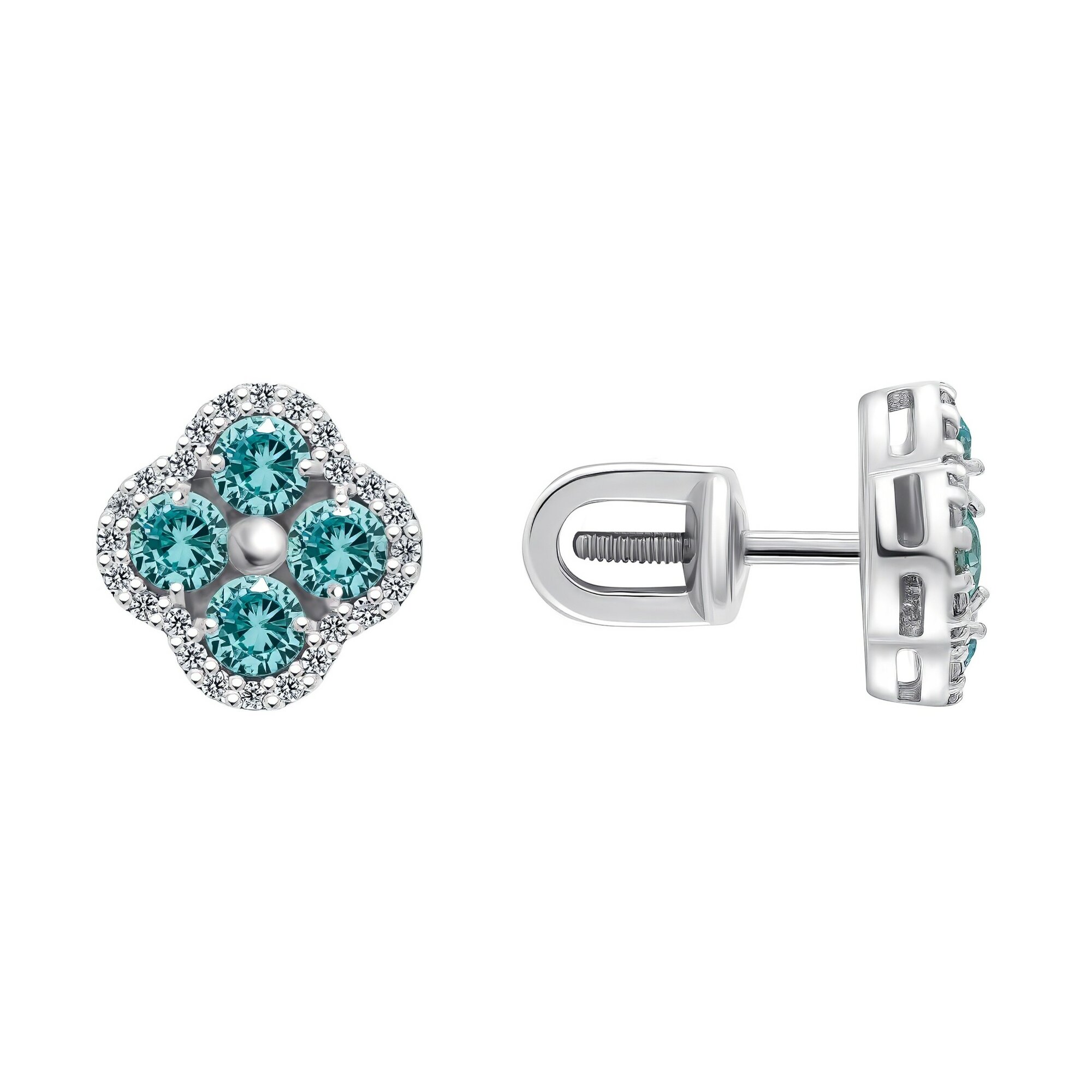 Серьги, серебро, 925 проба, фианит