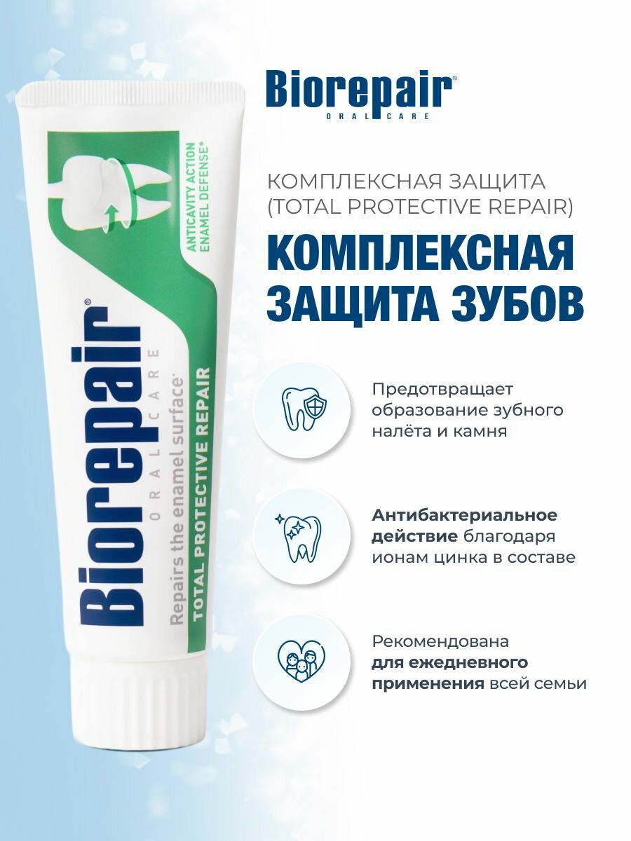 Biorepair Зубная паста для комплексной защиты и восстановления эмали зубов repair Total Protective Repair, 75 мл
