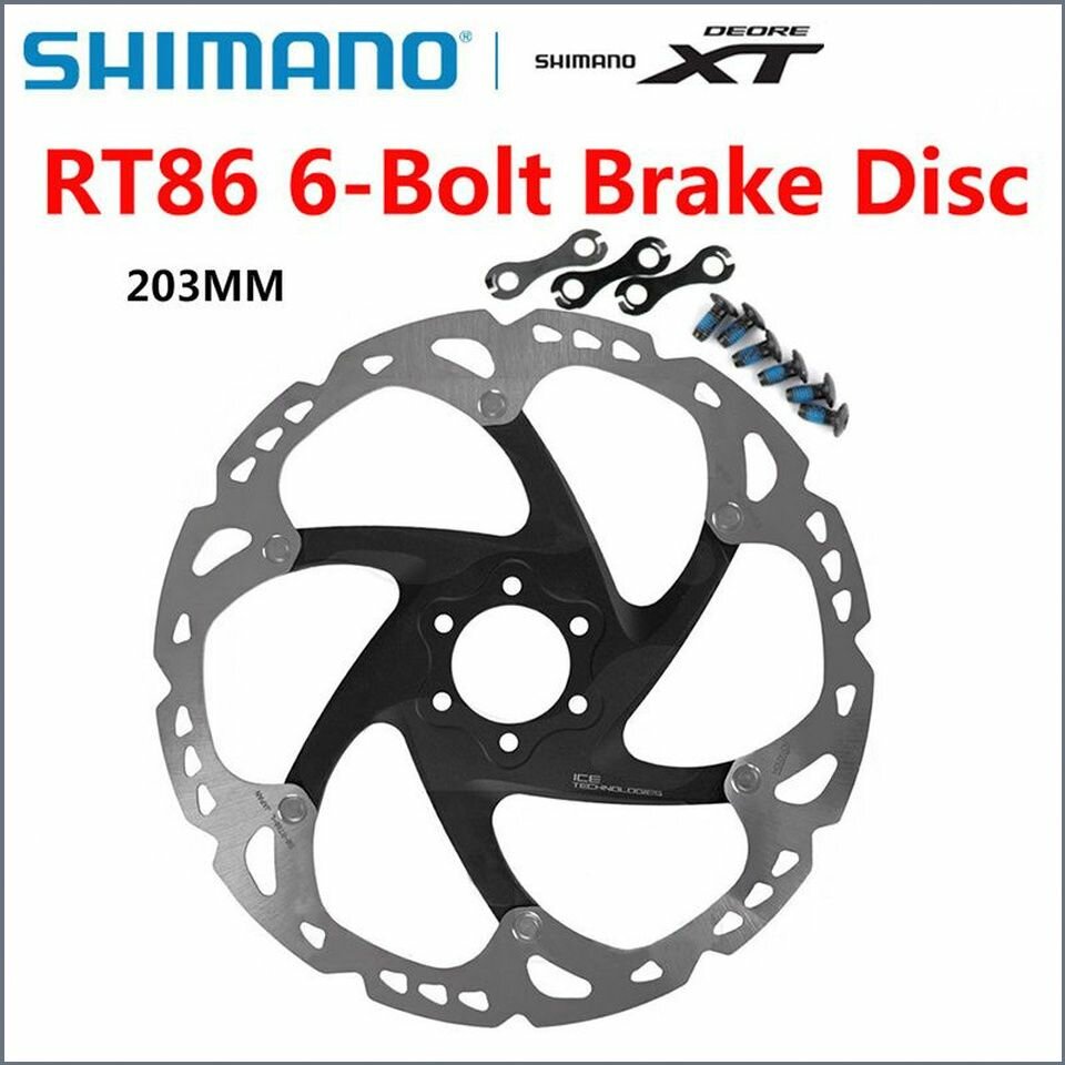 Тормозной диск Shimano SM-RT86, 203мм, крепление 6 болтов, нержавеющая сталь, без коробки