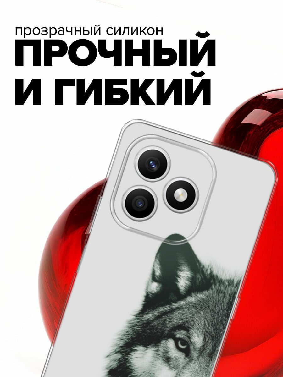 Силиконовый чехол на Honor X8d / Хонор X8d с принтом Взгляд волка — фото 1