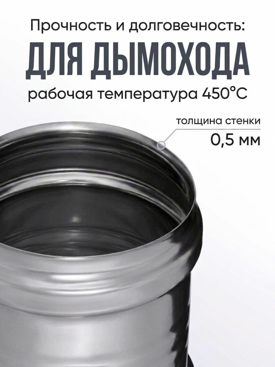 Адаптер 80ММ для дымохода Мама-Мама 0,5мм FERRUM — фото 1
