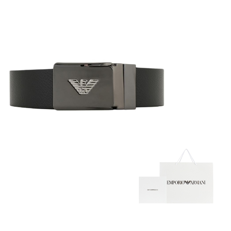 EMPORIO ARMANI Ремни из коровьей кожи Мужской Черный Ширина 3,5 см OneSize