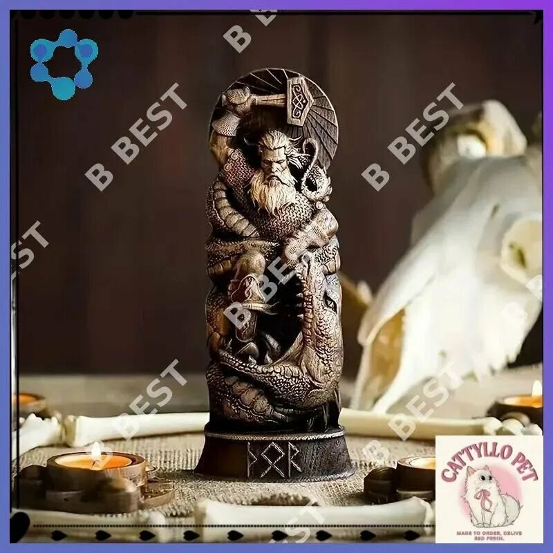 Фигурка декоративная Статуя Тора, высота 22 см, длина 10 см