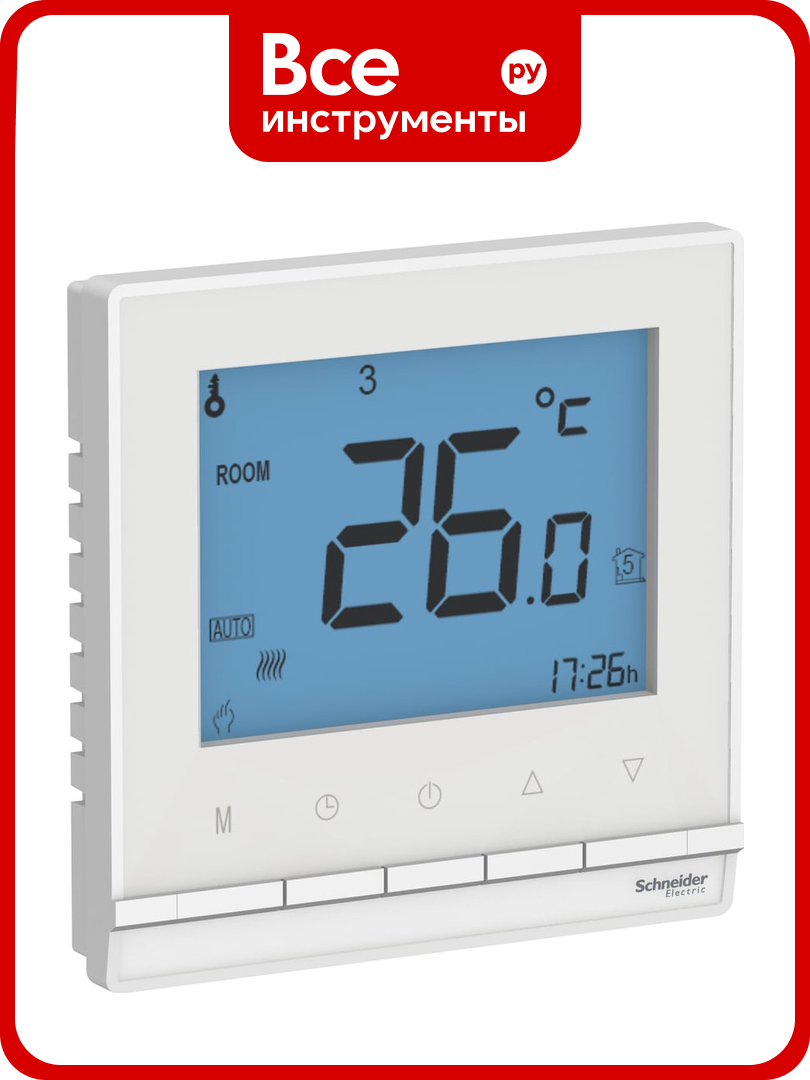 Терморегулятор с датчиком Systeme Electric AtlasDesign Белый от +5 до +35C, 16A ATN000138, 2,5 м, из пластика