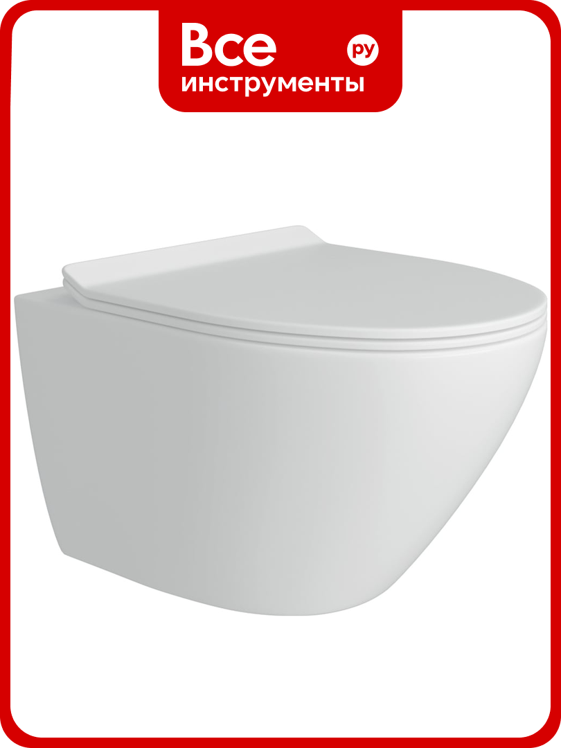 Унитаз подвесной Teymi Lina Pro Vortex безободковый, сиденье микролифт T40112 ЦБ-00270245 спиральной конструкции