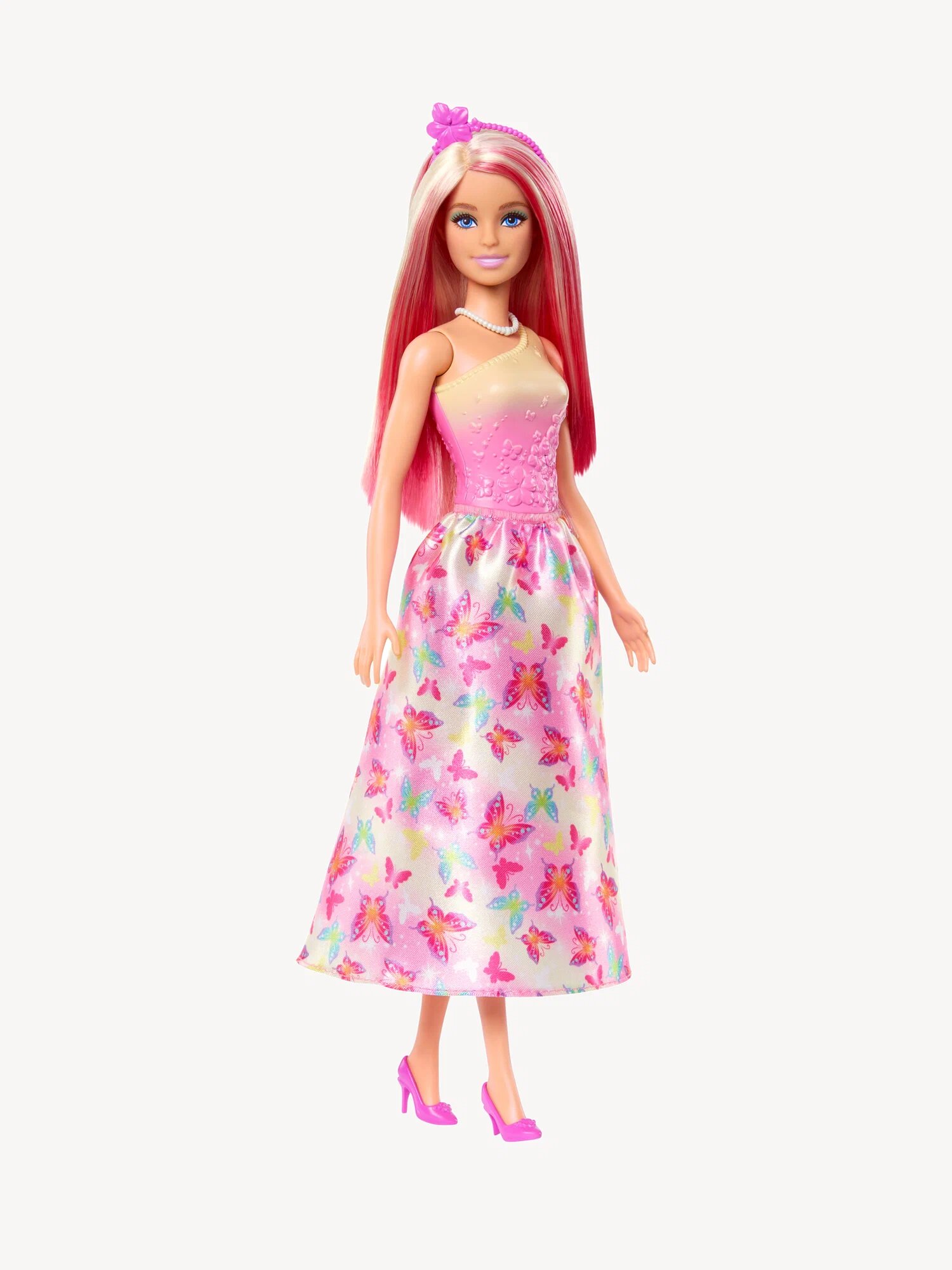 Кукла Mattel Barbie Dreamtopia Блондинка с цветными прядями и аксессуарами HRR08, розовый