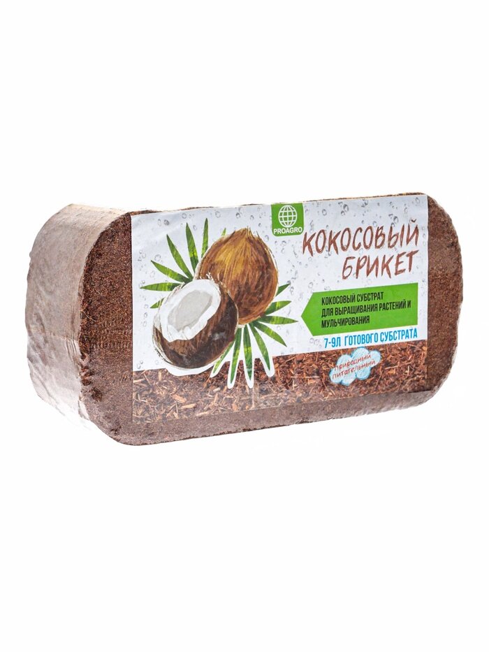 Кокосовый брикет для мульчирования, 650 г, впитываемомсть 7-9 л