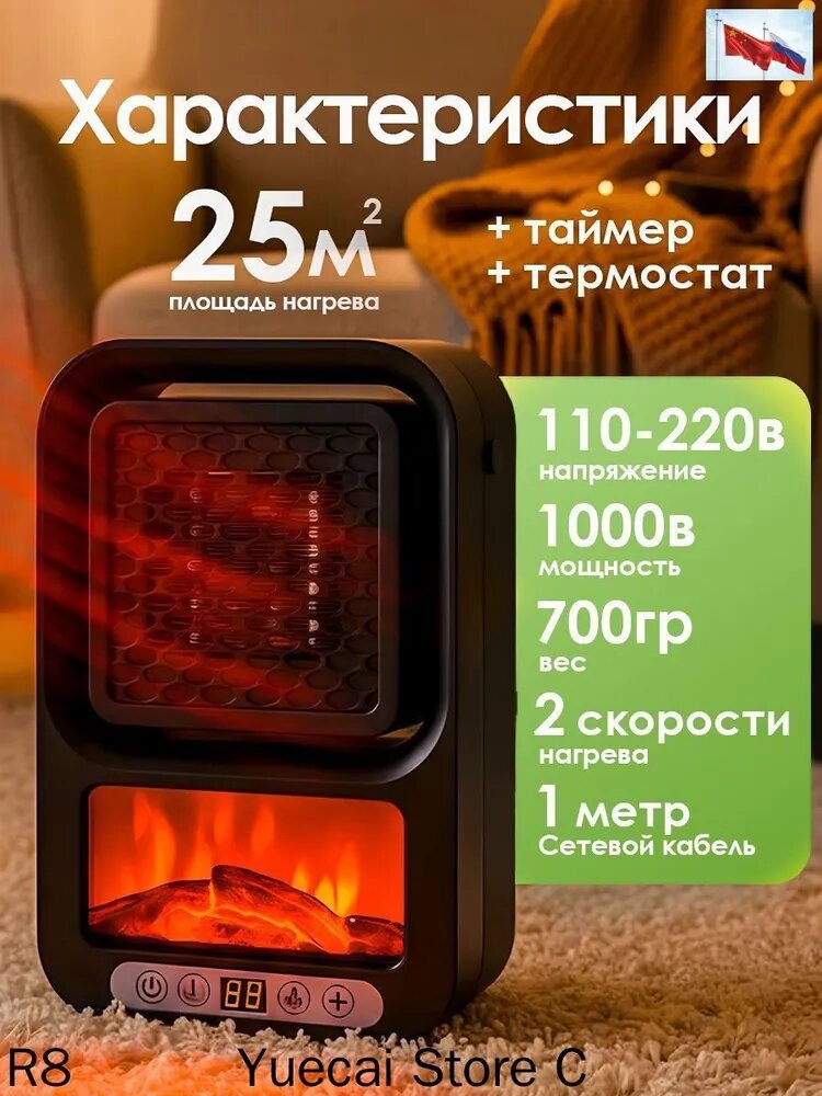 Керамический тепловентилятор 1000Вт с пультом — фото 1