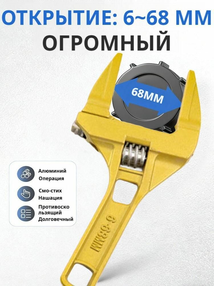 Ключ разводной, сантехнический, с тонкими губками