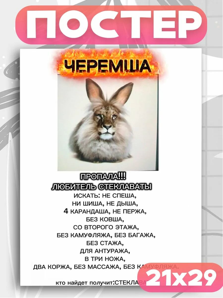 Постеры на стену Черемша мем , плакат 1шт, А4 размер.