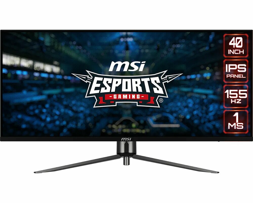 Монитор 40" MSI MAG401QR IPS, 3440x1440, 155Hz, 4ms, 400сd/m, 1000:1, HDR10 | 2xHDMI(2.0b), DP(1.4a), Type-C(PD-65W), 2xUSB2.0 | InPSU, Vesa 100, Black