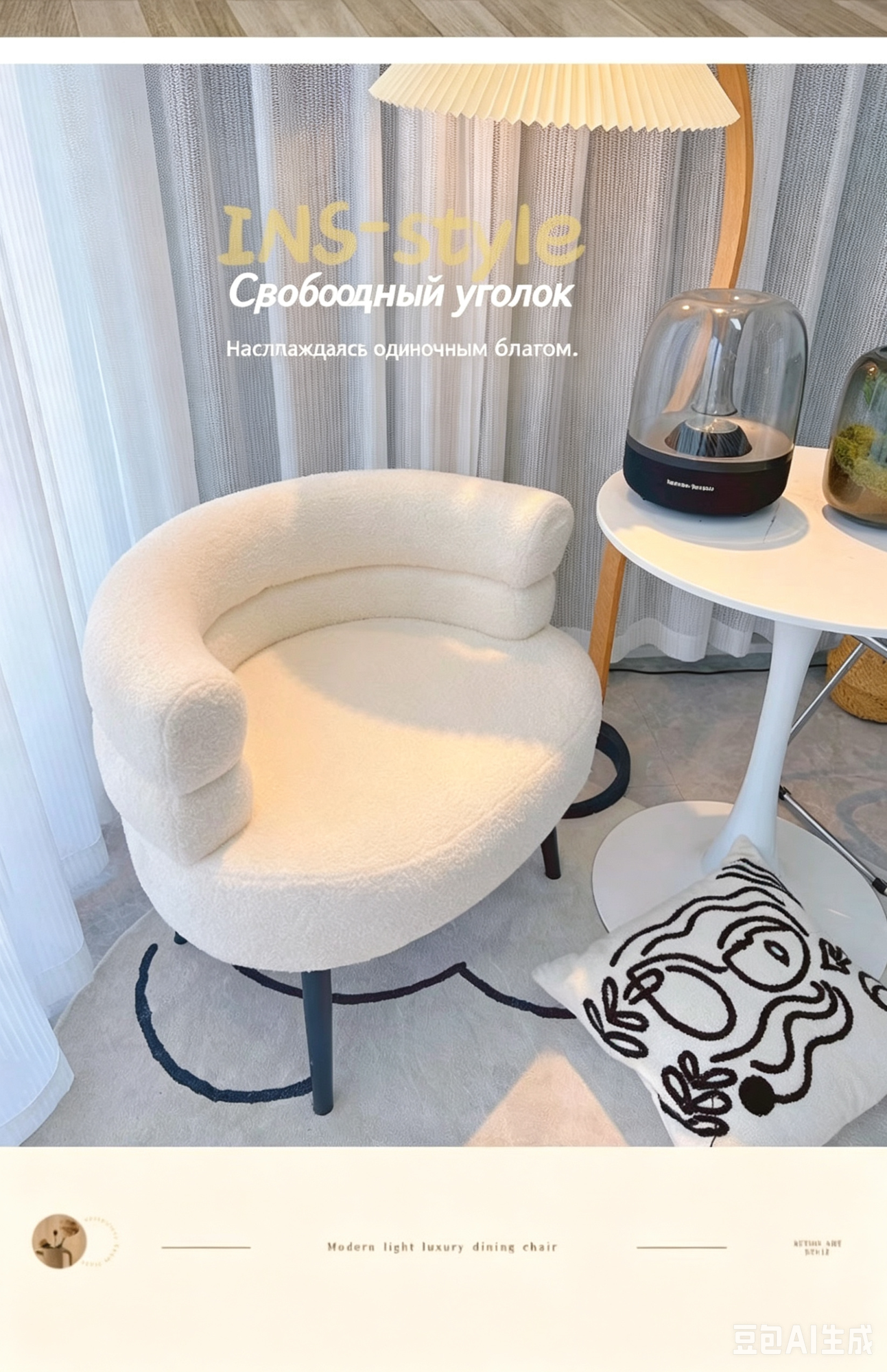 Стильное кресло из плюша в стиле «инс», уютный стул для уголка отдыха, мягкая обивка