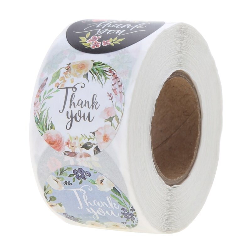 500pcs 4 Designs Floral Thank You Stickers Wedding Favors Party Handmade Scrapbooking Gift Packaging Seal Labels Stationery Decoration