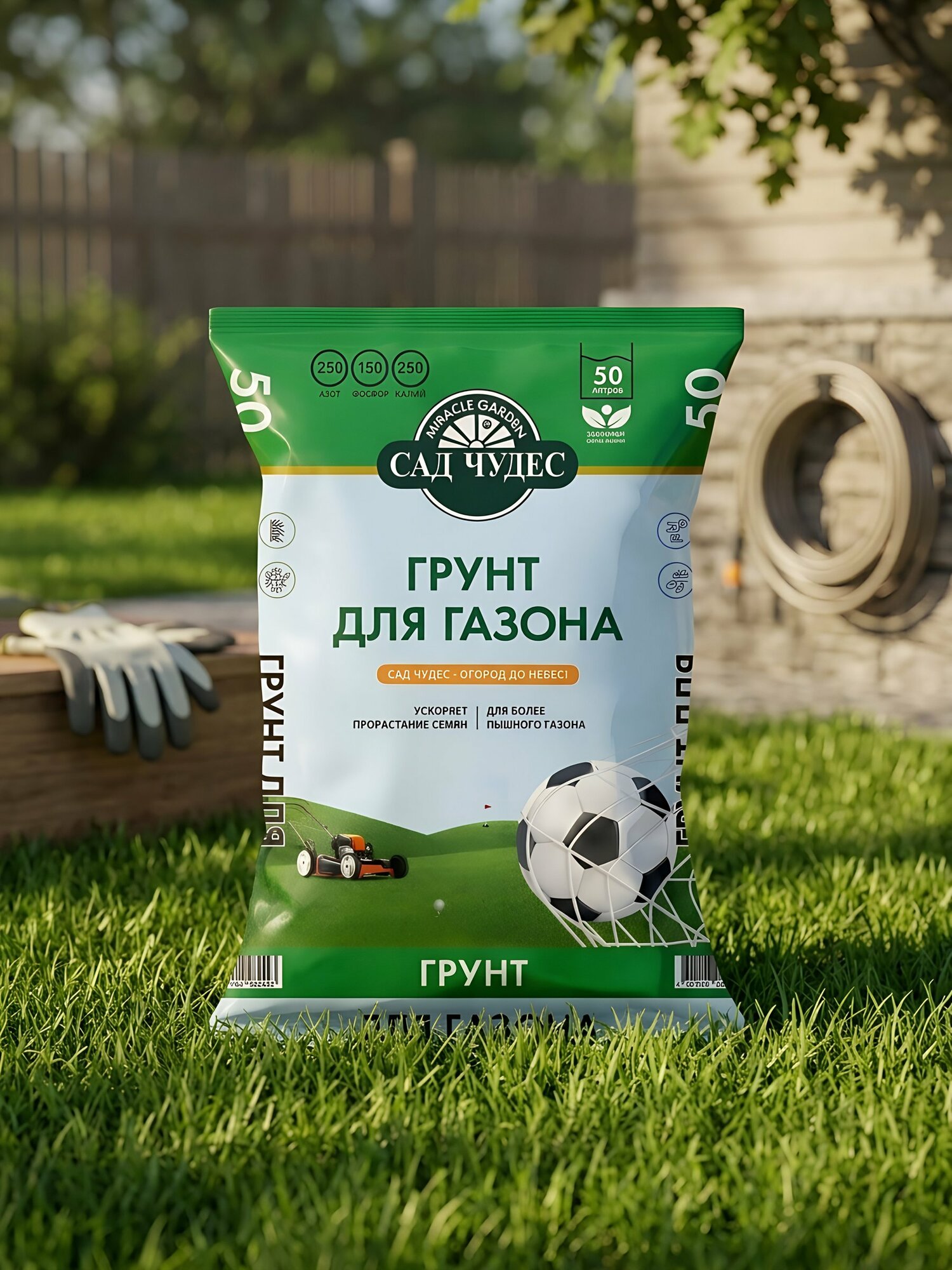 Грунт для газонов Сад чудес 50 л — идеальное решение для обогащения почвы и создания пышного зеленого покрытия на участке.