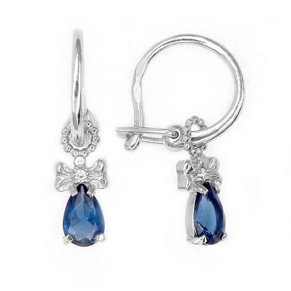 Серьги, серебро, 925 проба, родирование, фианит, кристалл