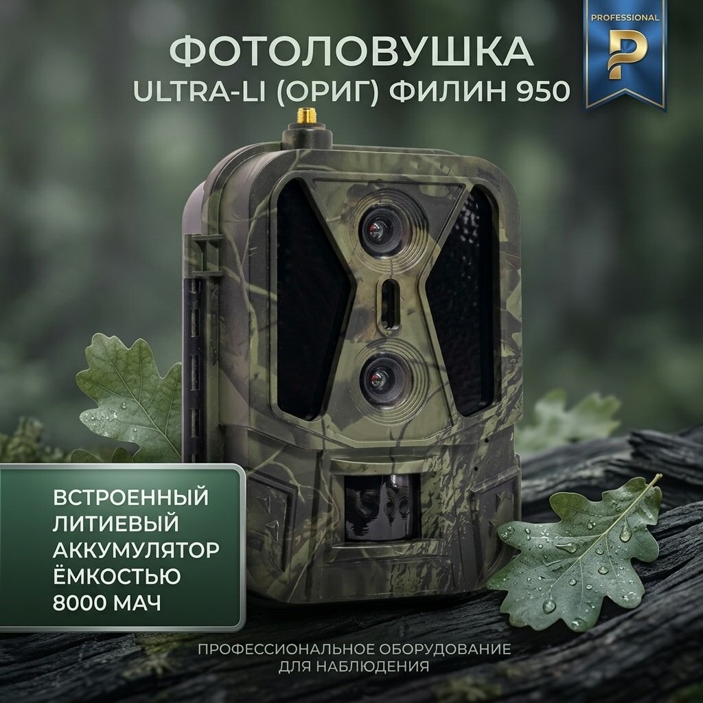 Фотоловушка 4К/4G с двойной камерой Ultra-Li Филин 950
