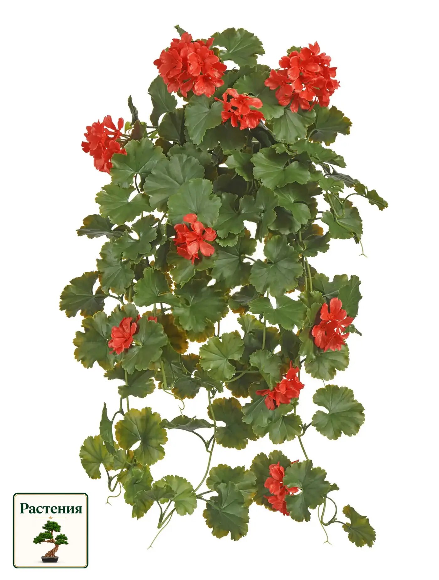Герань ампельная красная (UV-фильтр) искусственная 30 х 58 TREEZ Collection, высокотехнологичный пластик, без кашпо