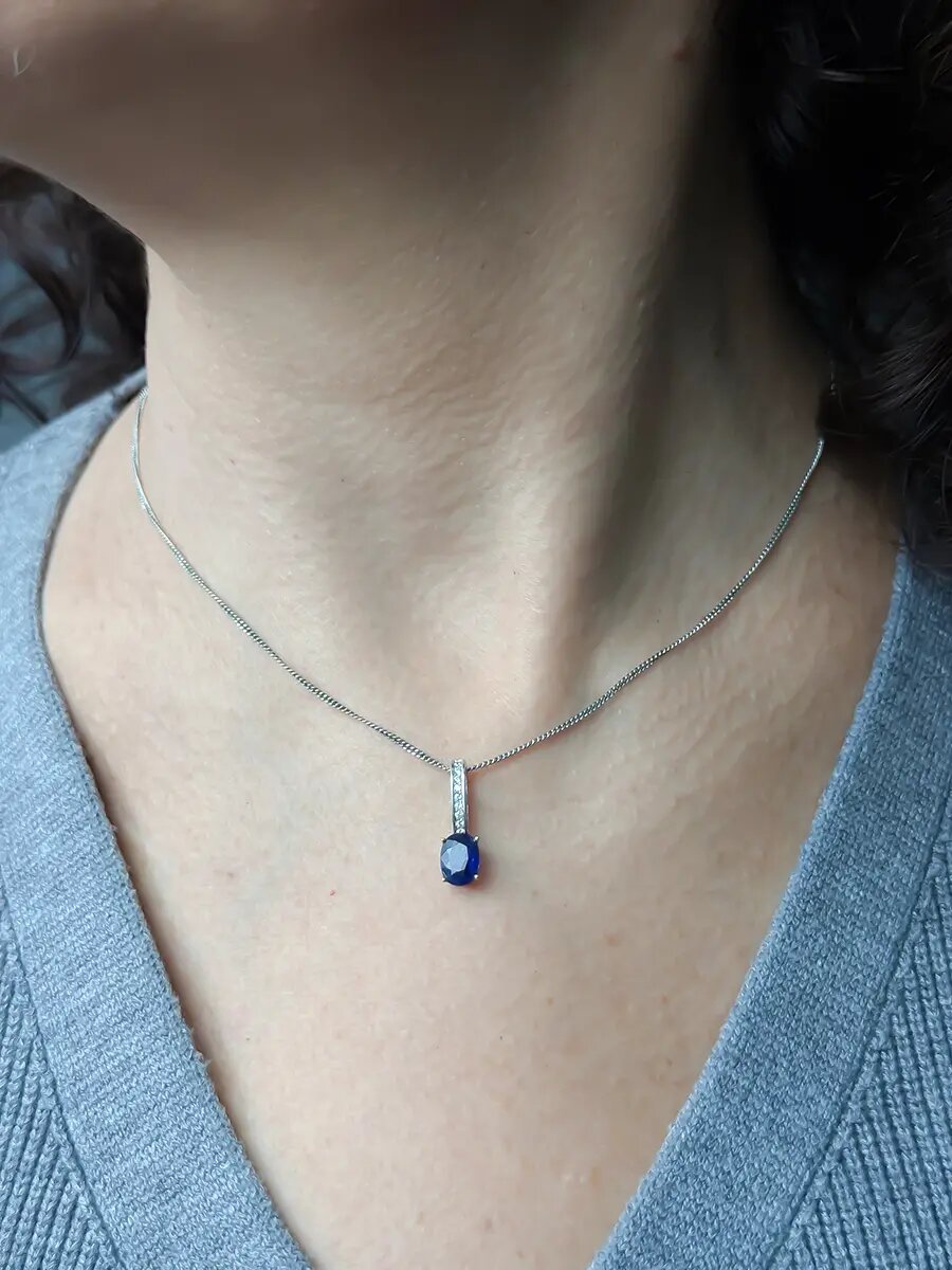 Подвеска, серебро, 925 проба, золочение, родирование, фианит, сапфир