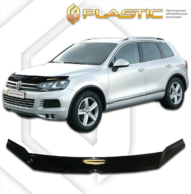 Дефлектор капота для Volkswagen Touareg 2010-2018 Черный глянцевый СА Пластик