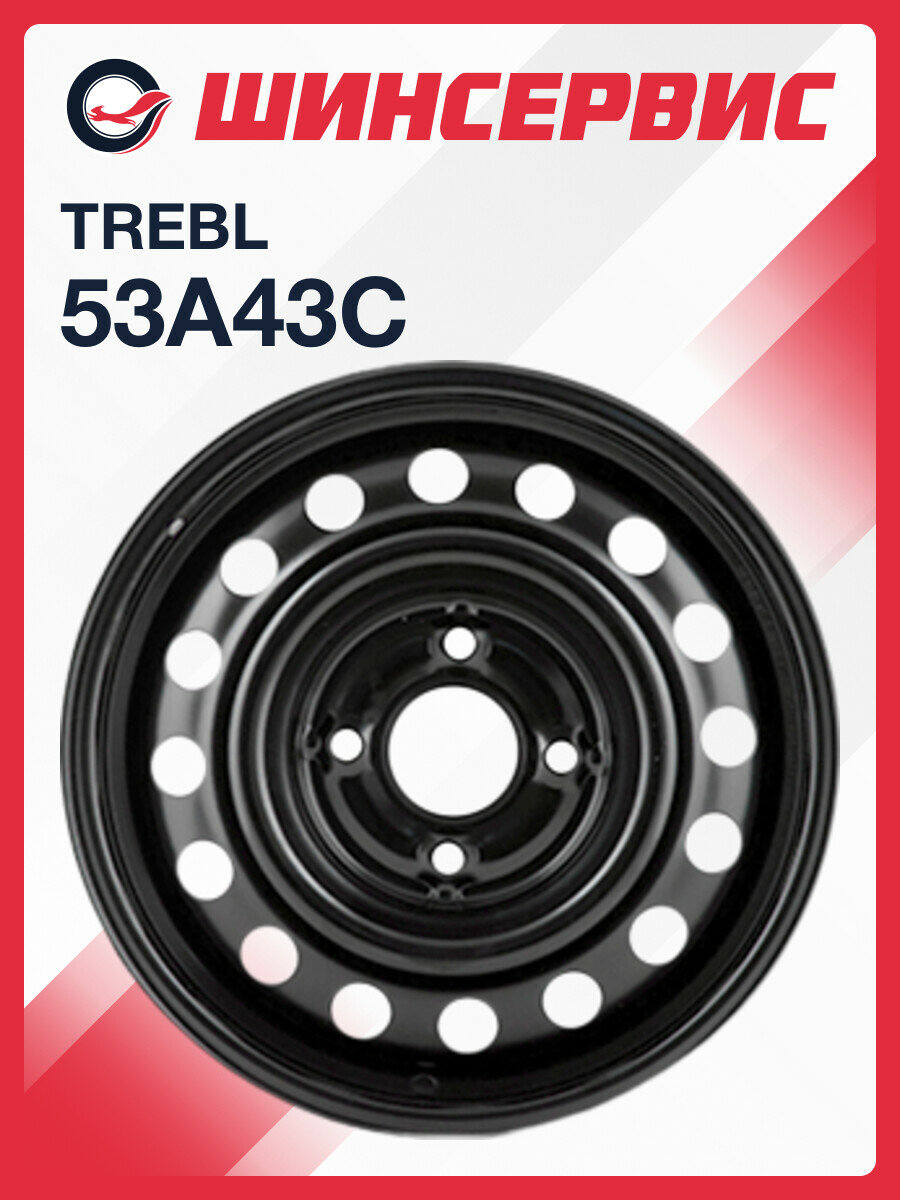 Стальной колесный диск TREBL 53A43C R14.0x5.5J 4x100.0 ET43.00 ЦО60.10 для автомобиля