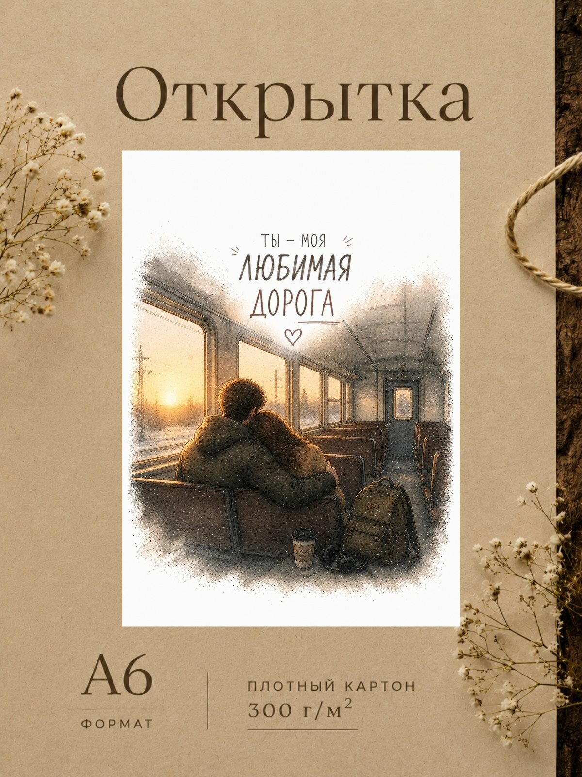 Открытка "Ты моя любимая дорога", картон, 10 см x 15 см, 1 шт.