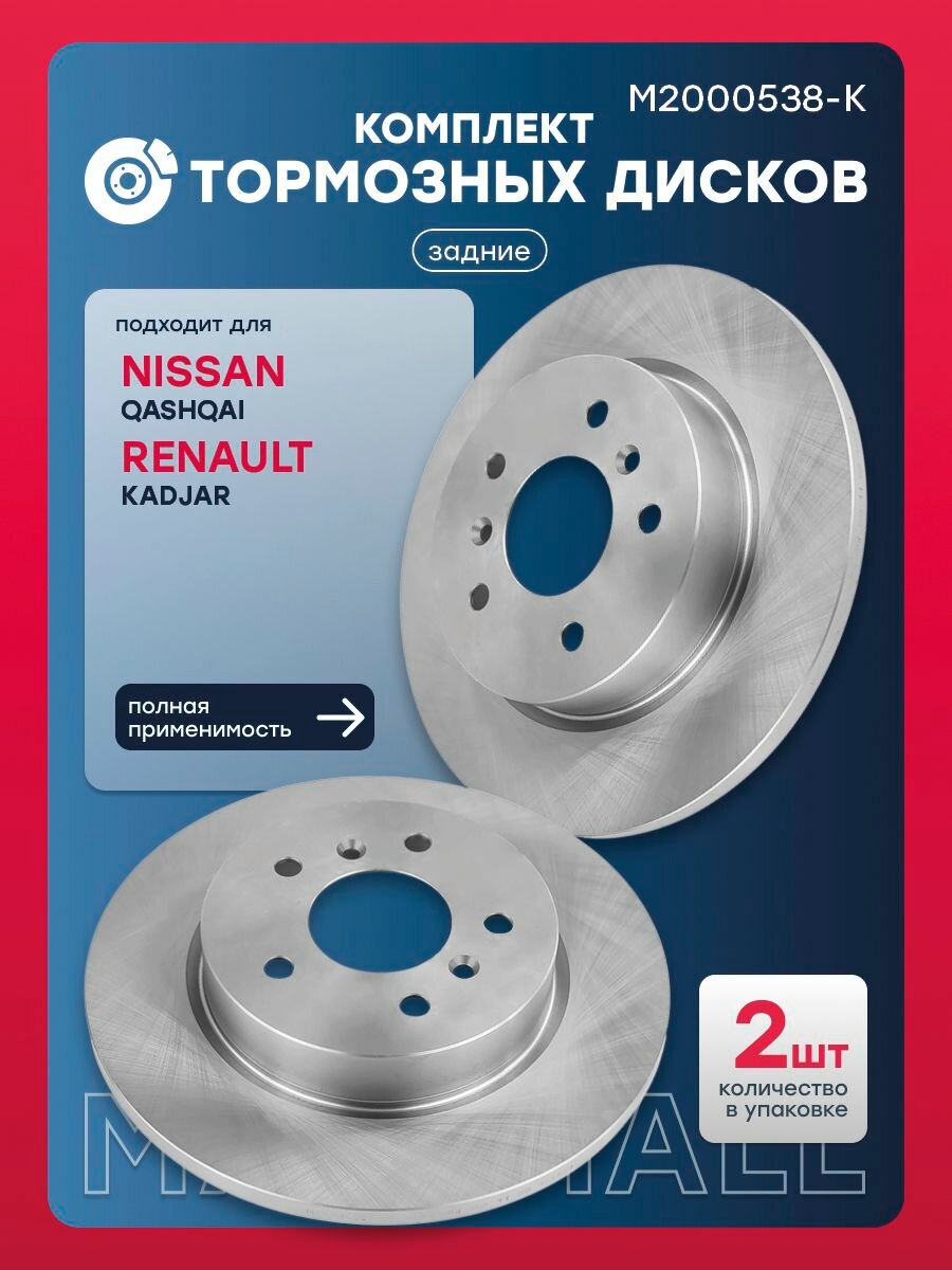 Комплект дисков тормозных задний Nissan Ниссан Qashqai Кашкай, Renault Рено KADJAR 432064EA0A